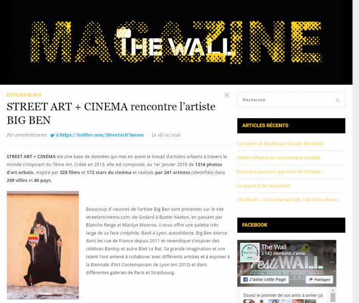 Nouvel article sur le web "the wall magazine" - Big Ben Street Art